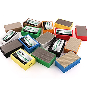 BSRTTOOL 7 PCS Diamond Hand Polishing Pads Sanding Blocks Foam Backing for Tile Stone Marble Concrete Ceramics Granite Glass Wet Dry(7PCS)