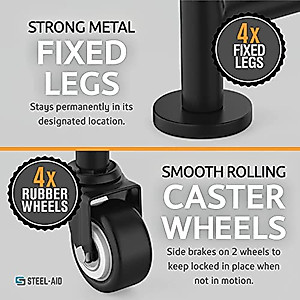 STEELAID Rolling Tire Rack – Metal, Adjustable, Tire Stand & Protective Cover, Included 4 Adjustable non rolling Legs [Updated 44'' L With 4 Wheels included]