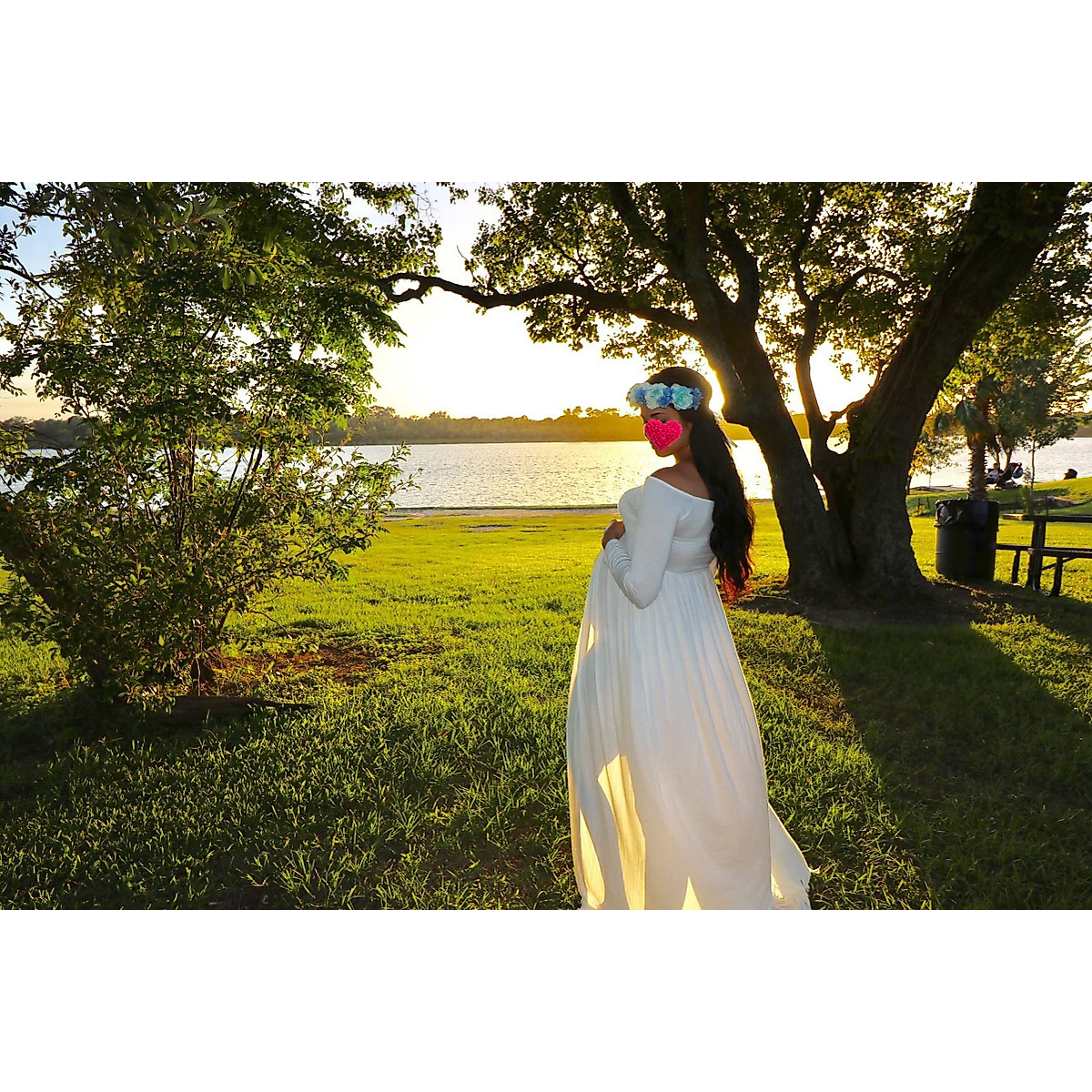 Vivivalue Rose Flower Crown Boho Flower Headband Hair Wreath Floral Headpiece Halo with Ribbon Wedding Party Festival Photos Blue