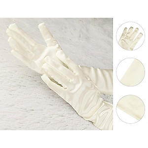 Allegra K Women's Long Gloves 1920S Evening Party Full Finger Mittens Elegant Opera Glove One Size Shiny Beige