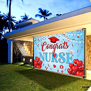 KatchOn, Congrats Nurse Banner Red and Blue - 72x44 Inch | Nurse Graduation Banner, Nursing Graduation Decorations Class Of 2024 | Congrats Nurse Party Decorations, Nursing Graduation Party Supplies