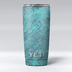 Design Skinz Teal Slate Marble Surface V48 - Skin Decal Vinyl Wrap Kit compatible with the Yeti Rambler Cooler Tumbler Cups