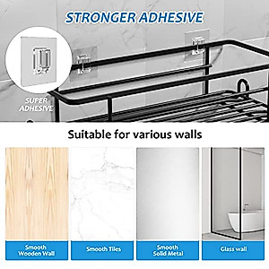 5 Pack Shower Caddy, Adhesive Bathroom Organizer with Hooks, Large Capacity Shower Organizer, Rustproof Wall-Mounted Bathroom Storage, Bathroom Shelves for Kitchen, Bathroom, No Drilling