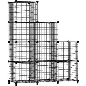 FUNLAX Cube Storage Shelf, 9 Wire Closet Storage Cubes Closet Organizers and Storage Sturdy Metal Bathroom Storage Book Shelf Clothes Organizer