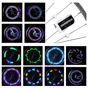 DAWAY LED Bike Wheel Lights - A12 Waterproof Cool Bicycle Tire Light (2 Pack), Safety Spoke Lights for Kids Adults Boys Girls Christmas Gifts, 30 Fun Bright Patterns, Auto & Manual Dual Switch
