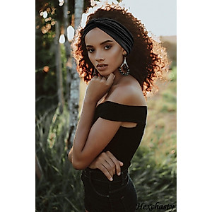 Hexchasty 2Pcs Turban Headbands for Women Fashion Boho Stretchy Thick Cute Extra Wide Headbands large Fabric Knotted Cloth Twisted Head Wraps for Womens Girls Black and leopard