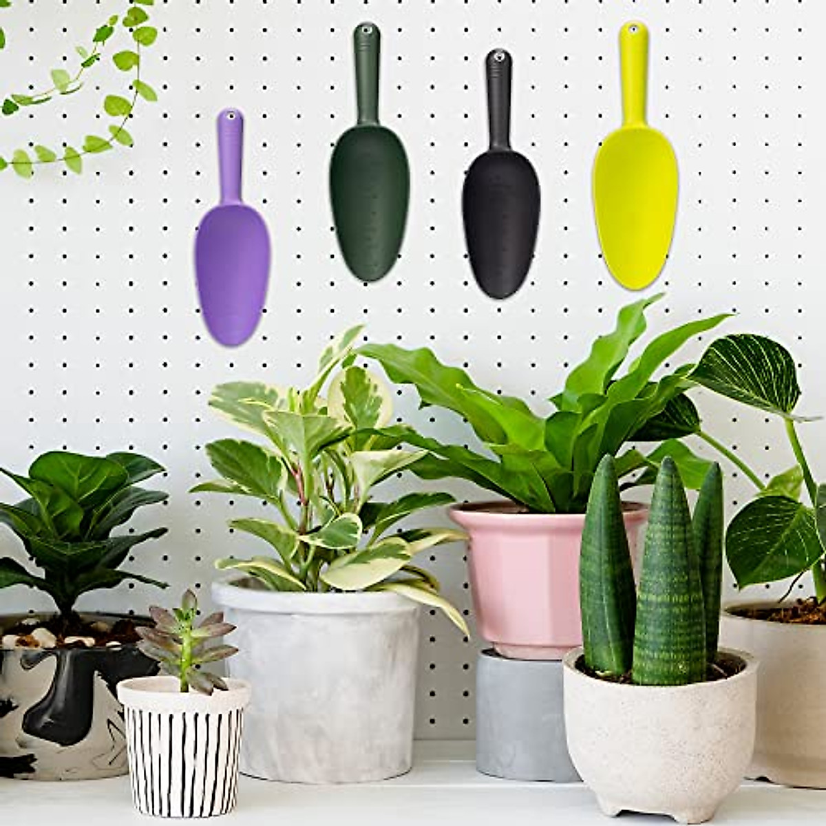 YAIKOAI 4 Pack Plastic Garden Shovel Plant Hand Shovel Trowels Home Gardening Tools for Flower Vegetables Soil Transplanting, Weeding, Moving, Digging Planting, A Style