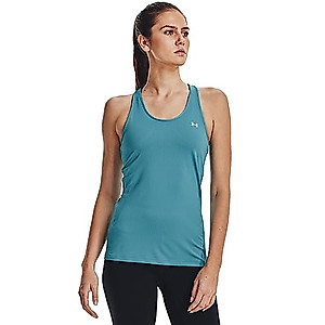 Under Armour Women's Standard HeatGear Racer Tank, (433) Glacier Blue / / Iridescent, Medium