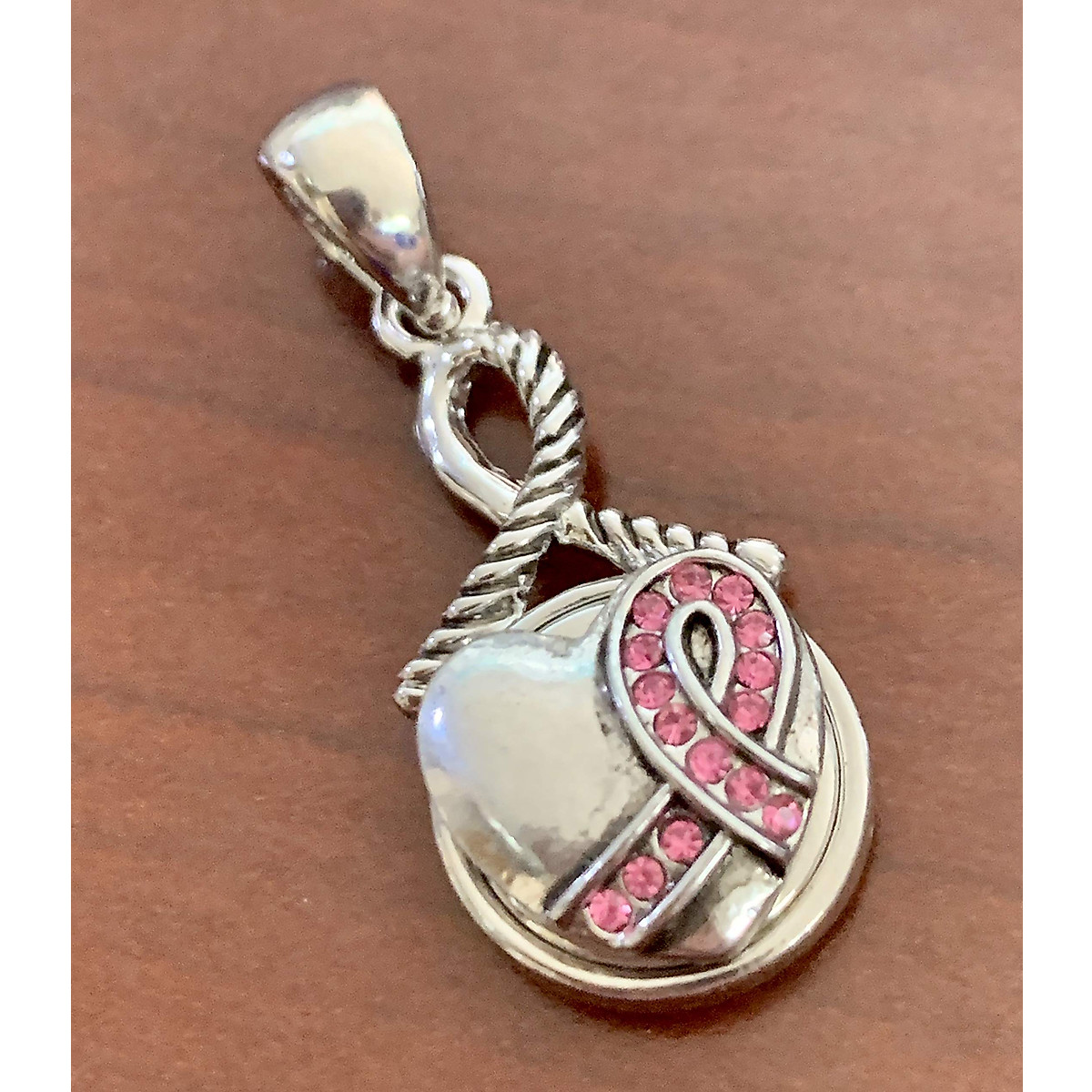 Interchangeable Mini Jewelry Pink Ribbon Cancer Awareness Pendant Holds 12mm Snaps My Prime Gifts
