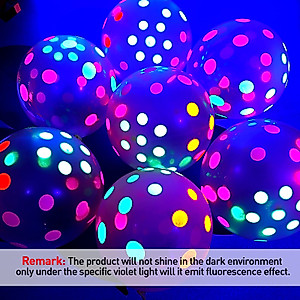 50 Pcs Glow in The Dark Balloons Neon Balloons Decoration Neon Party Supplies UV Blacklight Latex Balloons 12 Inch Reactive Fluorescent Mini Polka Dots Balloons for Neon Glow Party (Transparent)