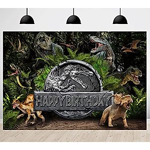 Dinosaur Themed Backdrop for Kids Boys Happy Birthday Party Teens Birthday Dinosaur Photography Background Jungle World Photography Backdrops 6x4ft