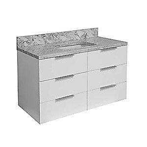 Kitchen Bath Collection Oslo 42-inch Floating Bathroom Vanity (Carrara/White): Includes White Cabinet with Authentic Italian Carrara Marble Countertop and White Ceramic Sink