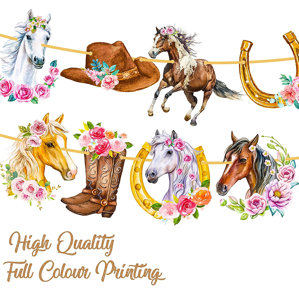 Western Cowgirl Themed Party Decorations - 2pcs Cowgirl Banner Decorations for Horse Birthday Party & Baby Shower Supplies
