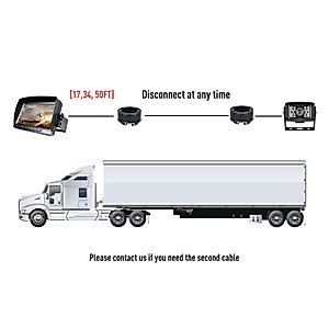 ZEROXCLUB HD Wired Backup Camera System Kit, Sharp CCD Chip, 100% Not Wash Up, IP69 Waterproof Rear View Camera + 7’’ LCD Monitor Reversing for Truck/Semi-Trailer/Box Trucks/RV (ERY01)