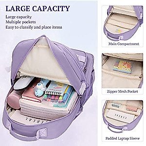 Lanola Laptop Backpack,Business Travel Anti Theft Durable Laptops Backpack,Water Resistant College School Computer Bag for Women & Men Fits 15.6 Inch Laptop and Notebook - Purple