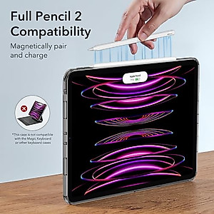 ESR for iPad Pro 12.9 Case, 12.9 inch iPad Pro case (2022/2021, 6th/5th Generation), Thin and Lightweight, Yellowing Resistant, Hard Back, Supports Pencil 2, Classic Series, Clear Black