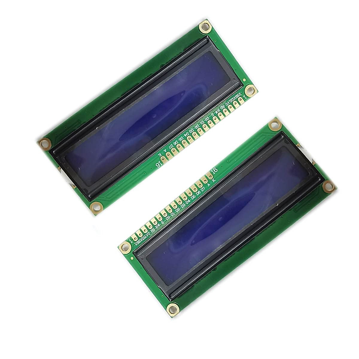 Kiro&Seeu 2pcs HD44780 LCD1602 Screen with Backlight LCD Display Module Board 2 x 16 Characters 1602 5v Compatible with Ar-duino Duemilanove Robot 1602A UNO R3 MEGA2560 Nano Due Raspberry Pi