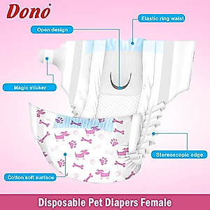 Dono Disposable Pet Diapers for Female Dogs Super Absorbent Soft Heating and Pee Puppy Diapers Female Liners, Including 20pcs XXS Diapers for Dogs and Cats