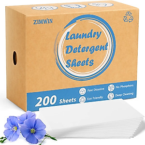 Laundry Detergent Sheets, 200 Sheets Fresh Linen Scent Laundry Sheets - Eco-Friendly Hypoallergenic Liquidless Washing Supplies for Dorm Travel Camping, 200 Loads