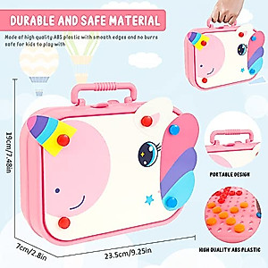 211 Pcs Creativity Tool Box, Electric Drill Puzzle Toys for Kids STEM Educational Building Toys Learning Kit with Electric Drill Screw Tool Set Educational Toys for Kids Boys and Girls Gift (Pink)