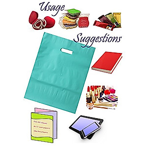 100pcs 12x15 2.5mil Extra Durable Merchandise bags Pick ur Color Die Cut Handle-Frosted finish-Anti-Stretch. For Retail, Party, Handouts and more by Best Choice (Aqua Blue)