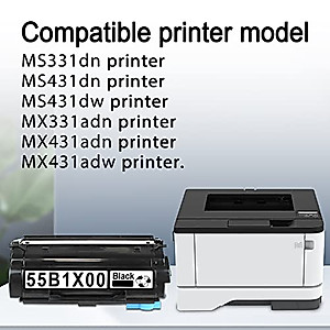 Compatible 2-Pack 55B1X00 MS331 Extra High Yield Remanufactured Toner Cartridge Black Replacement for Lexmark MS331dn MS431dn MS431dw MX331adn MX431adn MX431adw Toner,Sold by NITROINK