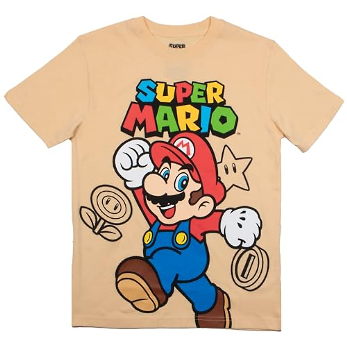 Nintendo Super Mario Bros Boys 4-Pack Short Sleeve T-Shirt Bundle Set for Kids (Size 7, Black/Green/Beige/Blue)