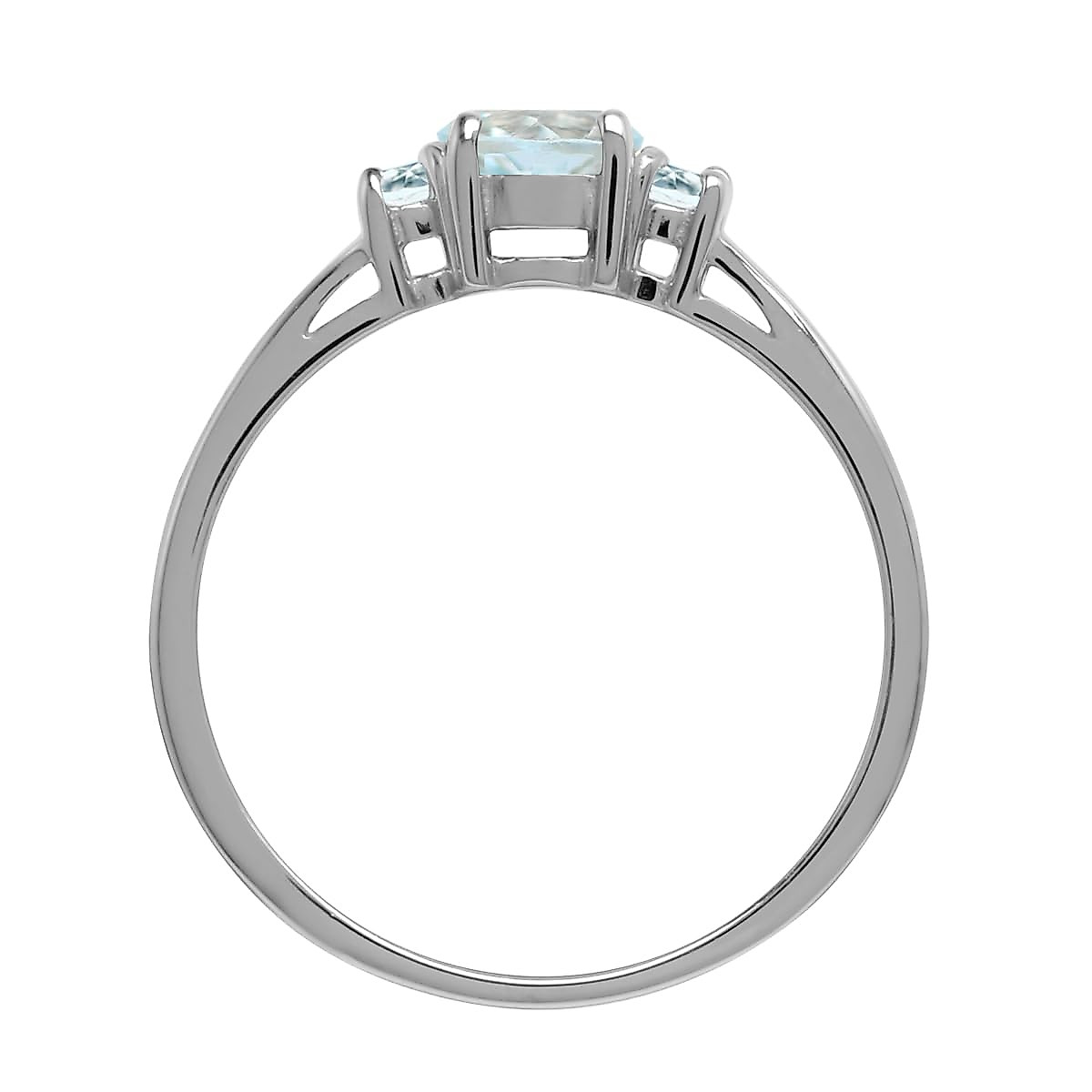 Silvershake Petite Genuine Blue Aquamarine White Gold Plated 925 Sterling Silver Ring Size 5