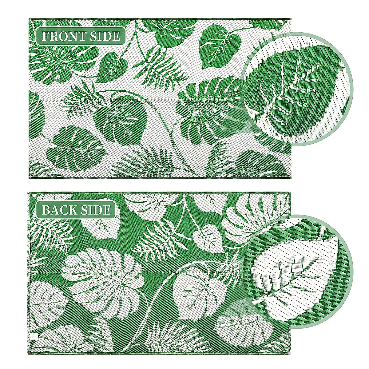 NFECO Reversible Rugs Plastic Rug Outdoor Rug Lightweight Outside Mats ModernOutdoor Rug for Patio Portable Mats for RV Backyard Deck Picnic Beach (4x6, Green)