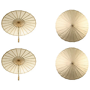 Koyal Wholesale 32" Gold Paper Parasol Umbrella 4 Pack, Large Paper Umbrella Bulk, Paper Parasol Wedding Umbrellas, Gold Parasol Umbrella Bridal Party Decor Photo Props, Sun Parasols for Shade