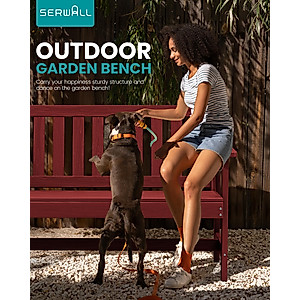 SERWALL Outdoor Bench, HDPE Outdoor Benches Weatherproof, 2-Person Garden Bench with 660 lbs Weight Capacity, Patio Benches for Outdoors, Garden, Porch, Backyard and Park, Red