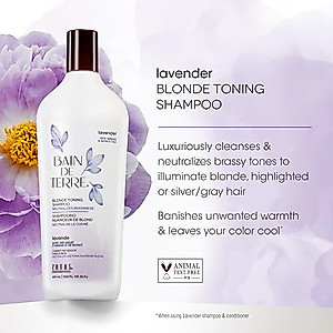 Bain de Terre Lavender Blonde Toning Shampoo, Neutralize Brassy Tones for Cool Blonde, Highlighted or Gray Hair, with Argan & Monoi Oils, Paraben-Free, Vegan, 13.5 Fl Oz