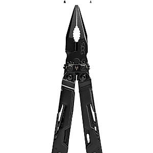 SOG PowerPint Mini Multi-Tool-Utility Tool with Compound Leverage Smooth Open, 18 Lightweight Specialty Tools, Stainless Steel Blade-Black (PP1002-CP)