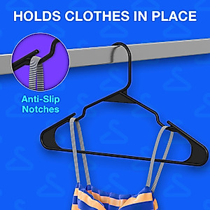 Unbreakable Clothes Hangers by Unclutter, 100 Pack. Quality, Strong Hangers, Ideal for Coats, Shirts, Blouses and Pants (100, Black)