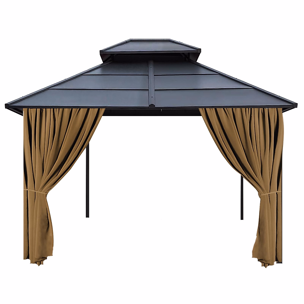 AONEAR Gazebo Privacy Curtain with Zipper Side Wall Universal Replacement for 10' x 10' Gazebo, Patio, Outdoor Canopy, Garden and Backyard, Khaki (1-Panel Curtain Only)