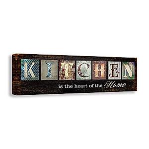 Kas Home Kitchen Wall Decor Inspirational Motto Canvas Wall Art Rustic Farmhouse Kitchen Sign, Framed Home Decor Wood Grain Background HD Vintage Plaque (5.5 X 16.5 inch, Kitchen)