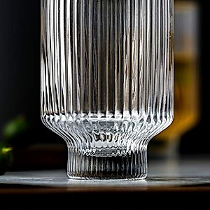 G bedside water carafe glass 1 pitcher 2 cups set for night time water decanter Carafe 59 oz Tumbler 12.5 oz night-stand table bedroom handy jug crystal clear vintage home office desk