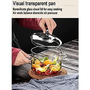 Glass Cooking Pot - 2L/67oz Glass Saucepan Heat-Resistant Borosilicate Glass Handmade Cookware Set stovetop Pot - Safe for Pasta Noodle, Soup, Milk, Tea,salad (2L/67OZ)