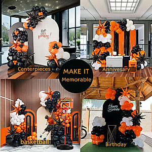Kozee Orange and Black White Balloon Garland Arch Kit 145 Pieces Balloons with star mylar foil balloons for Men's Boys Baby Shower Birthday arty graduation Halloween Fall Themed Decorations