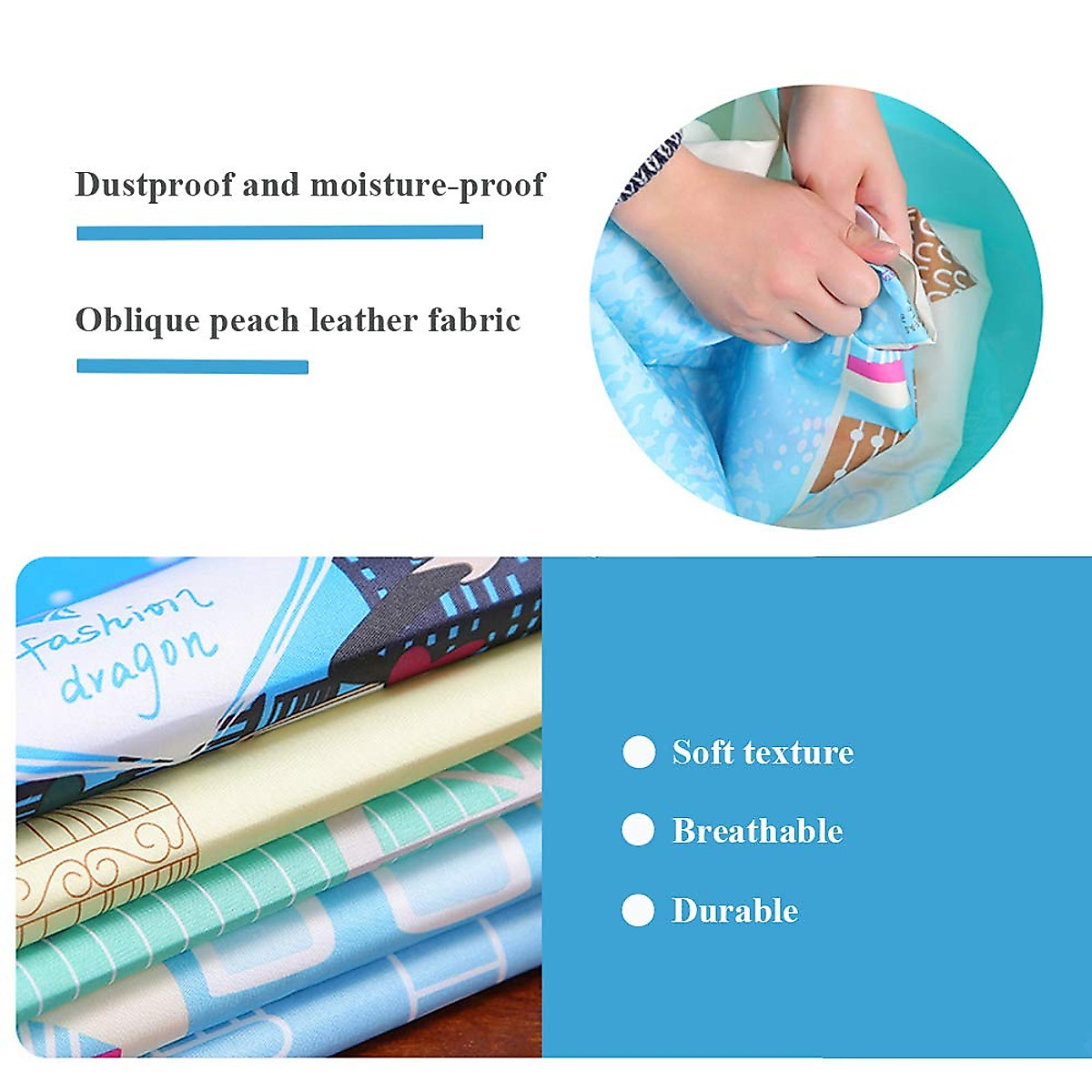 ZZBIQS Extra Large Clothes Wardrobe Storage Closet, Portable Garment Organizer Shelves Rack, Flannel Fabric Cover Standing Closet with Hang Rod and 2 Side Pockets(Blue)