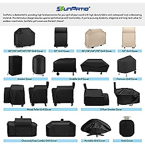 SunPatio Grill Cover 55 Inch, Outdoor Heavy Duty Waterproof Barbecue Gas Grill Cover, UV & Fade Resistant, All Weather Protection Compatible for Weber Charbroil Nexgrill Kenmore Grills and More, Black