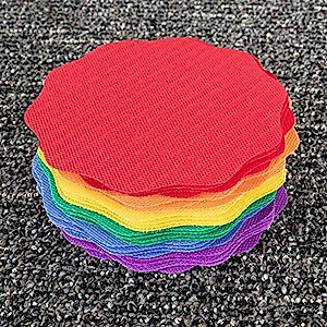 Really Good Stuff Carpet Mark-Its – Colorful 5” x 5” Carpet Spots – Keep Students Organized or in Groups – Six Bright Rainbow Colors – Durable with No-Slide Back, Sticks to Most Carpets, Set of 24