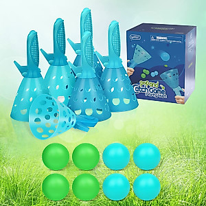 Outdoor Indoor Games Activities for Kids, Pop and Catch Ball Family Games with 6 Launcher Baskets and 10 Balls, Beach Yard Sport Birthday Halloween Party Gifts Toys for Kids Ages 4 5 6 8 12+ Years Old