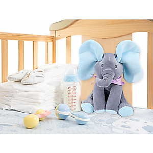 KWZG19 Animated Elephant Toys, Plush Singing Elephant with Ears Moving Electric Plush Toy, Adorable Elephant Stuffed Animal Toy for Baby's Gift, 12'' (Blue)