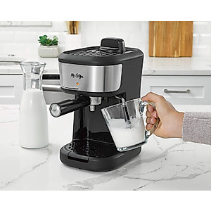 Mr. Coffee Espresso and Cappuccino Machine, Single Serve Coffee Maker with Milk Frothing Pitcher and Steam Wand, Stainless Steel