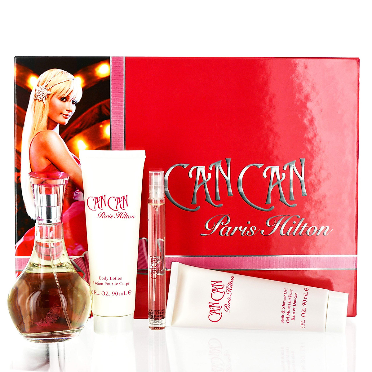 Paris Hilton Fragrance Set, 3.4 Fl Oz - Can 4 Pc. Gift Set (Edp Spray, Body Lotion, Bath & Shower Gel), Cruelty Free