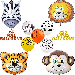 Jungle Party Supplies, Safari Birthday Decorations - Safari Theme Balloons, Birthday Banner, Paper Plates, Cups, Napkins, Forks, Tablecloth, Zoo Animals Tattoos