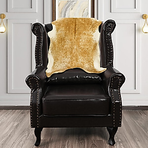 Rtizon Faux Cowhide Rug for Living Room, 2.3 x 3.6 Feet Khaki, Cow Print Skins Rug for Bedroom, Premium Faux Fur Animal Cow Hide Rugs Carpet for Western Decor