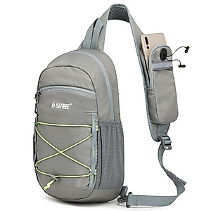 G4Free Sling Bag Backpack RFID Blocking Crossbody with Front Pocket Hiking Daypack Outdoor Chest Bag for Women Men Grey