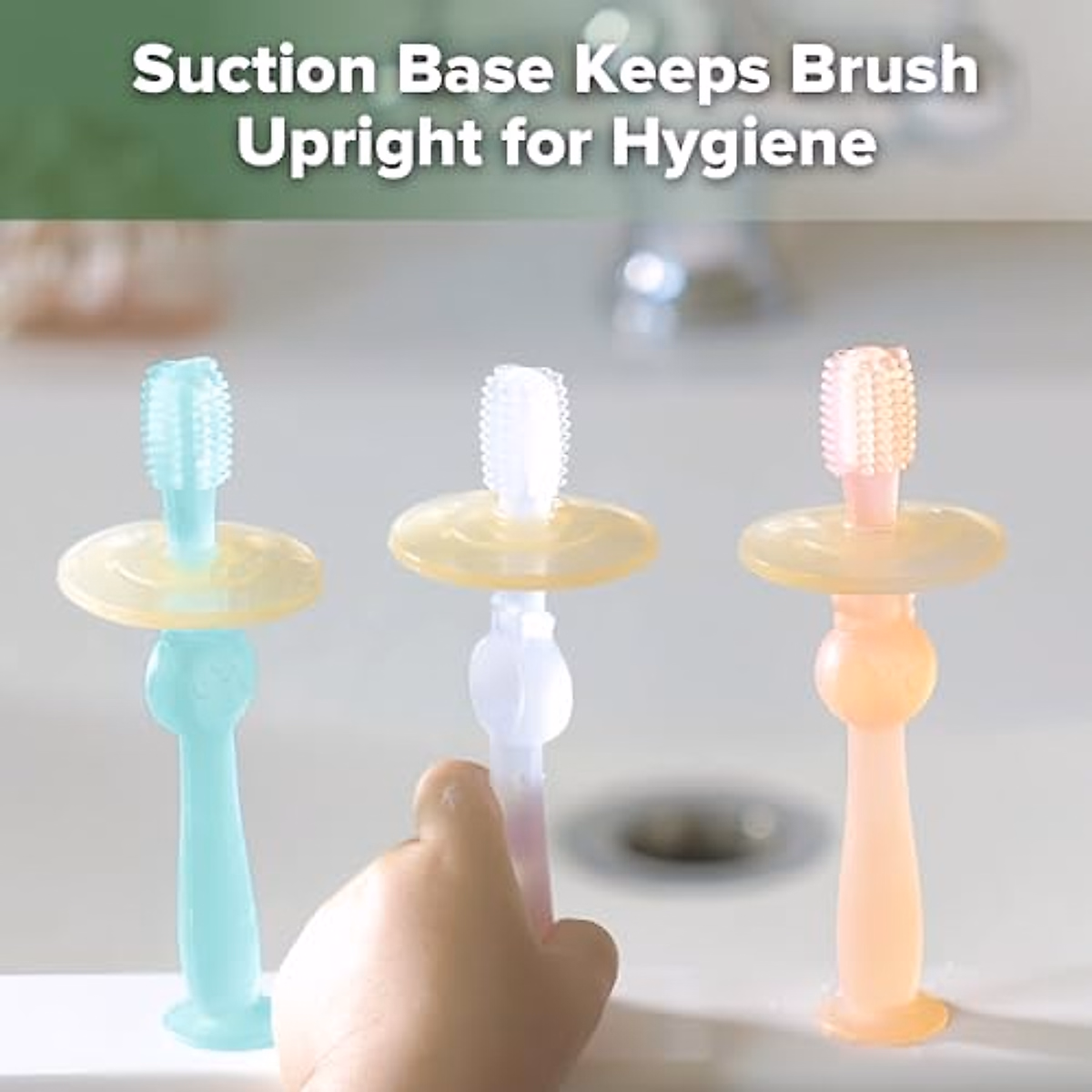 haakaa Infant Toothbrush, Easy to Hold 360° Baby Toothbrush, Train 6month+ Infants Babies and Toddlers for Oral Hygiene, Teether Effect for Sore Gums, 1pc (Pink)